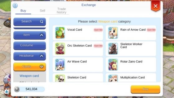 Card di Ragnarok M Eternal Love (Weapon Card)