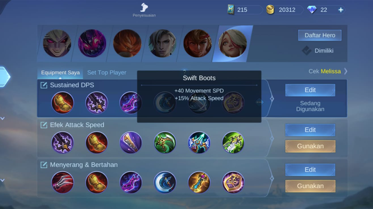 Build Melissa Tersakit 2022 di Mobile Legends - Gamebrott.com