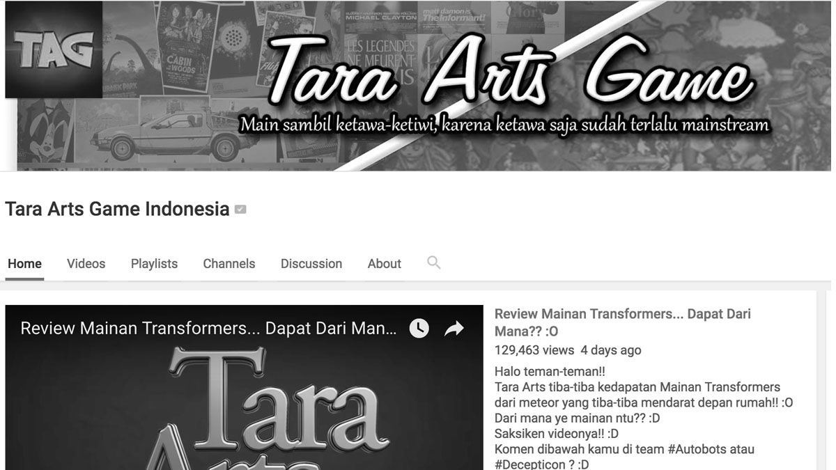 Channel YouTube Tara Arts Game Indonesia Dihapus oleh YouTube, Ada Apa Gerangan? - Gamebrott.com