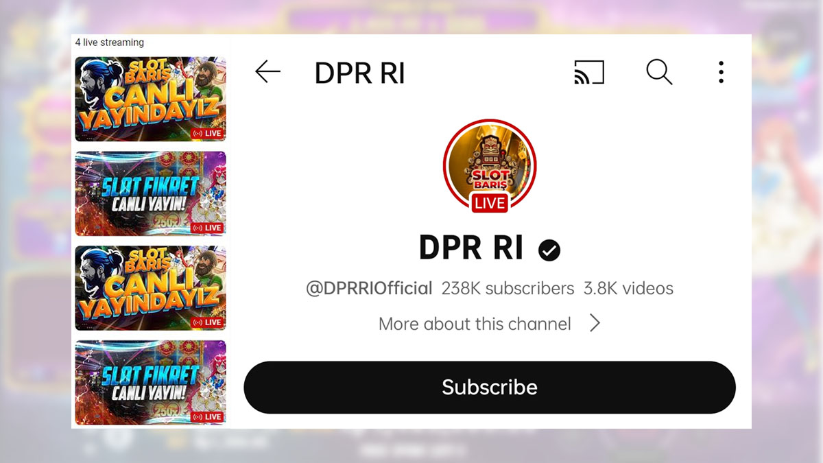 Channel YouTube DPR RI Kena Hack oleh Hacker! - Gamebrott.com