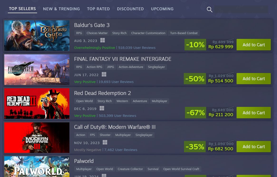 100 Game Steam Murah Spesial Steam Spring Sale 2024