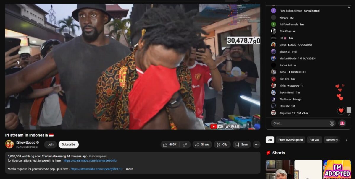 Livestream IShowSpeed di Indonesia Berhasil Tembus 1 Juta Penonton ...