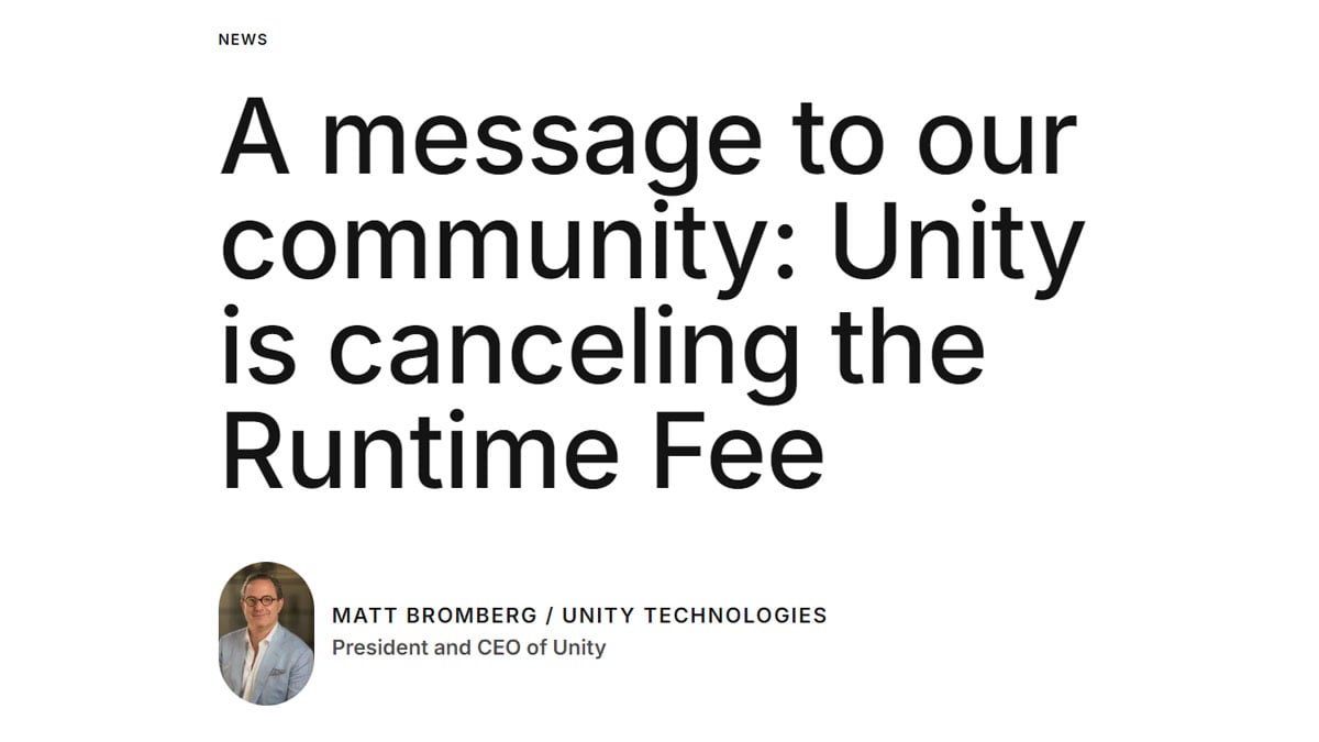 Unity Akhirnya Hapus Unity Runtime Fee, Dev Tak Lagi Bayar Per Install?