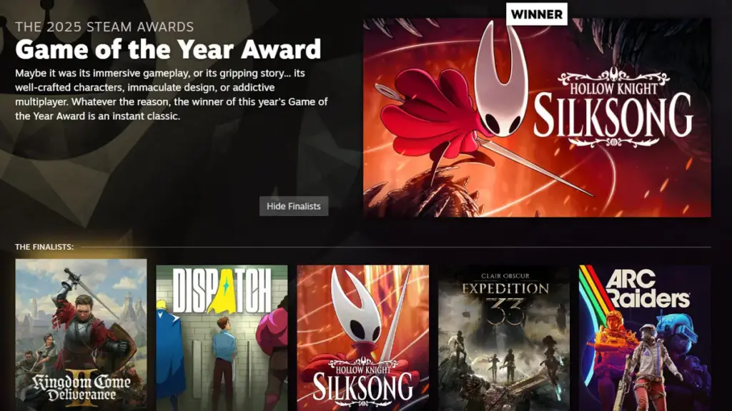 Pemenang Nominasi Steam Awards 2025 Telah Diumumkan oleh Valve
